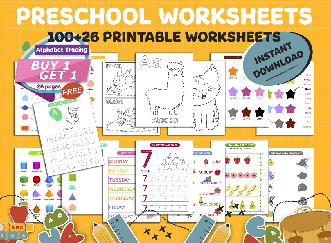 Preschool Worksheets 10026 Printable Worksheets Kids - Etsy