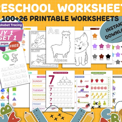 TODDLER WORKBOOK 80 Printable Worksheets Kids Activities - Etsy