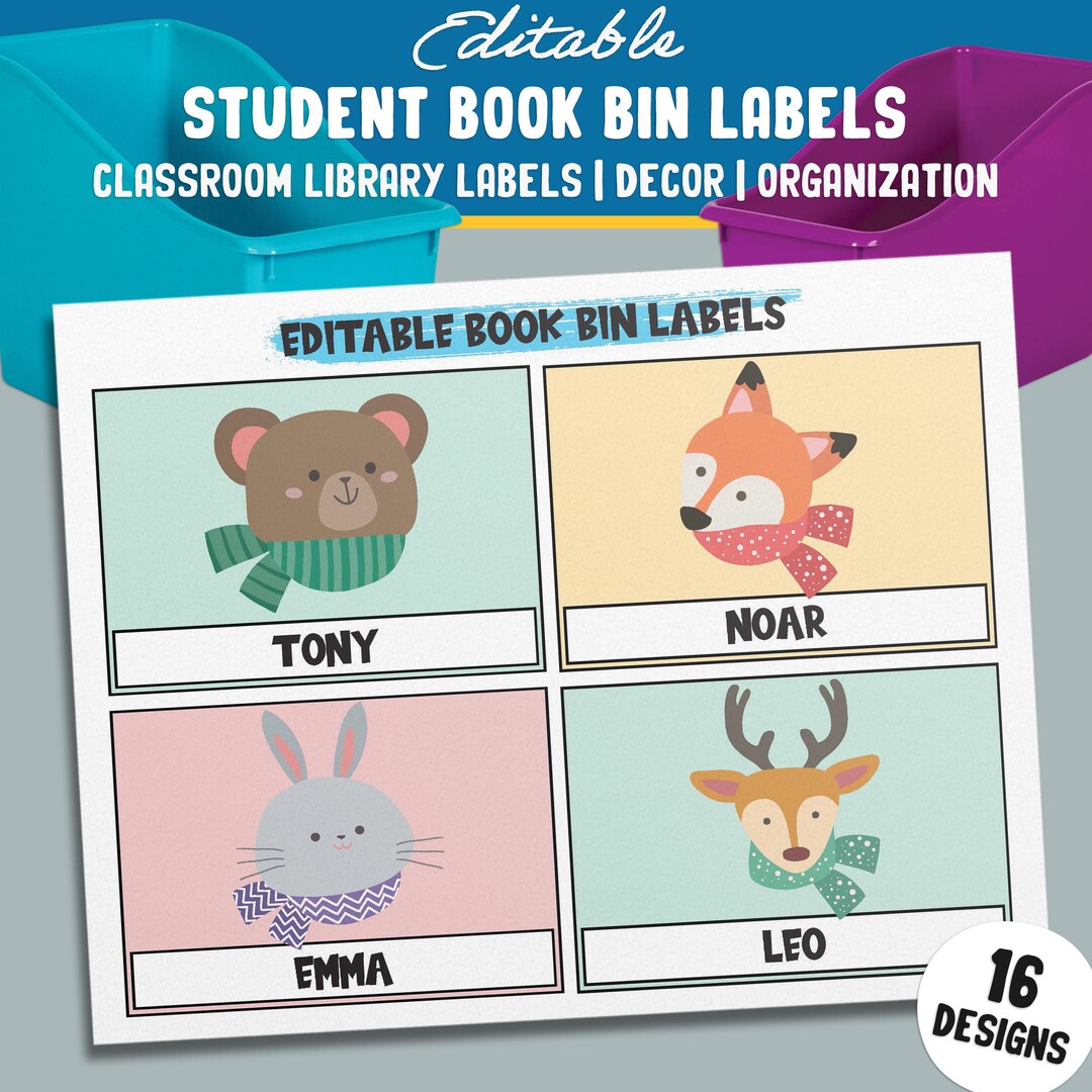 Adorable Winter Creatures at Your Fingertips: 16 Editable Book Bin ...