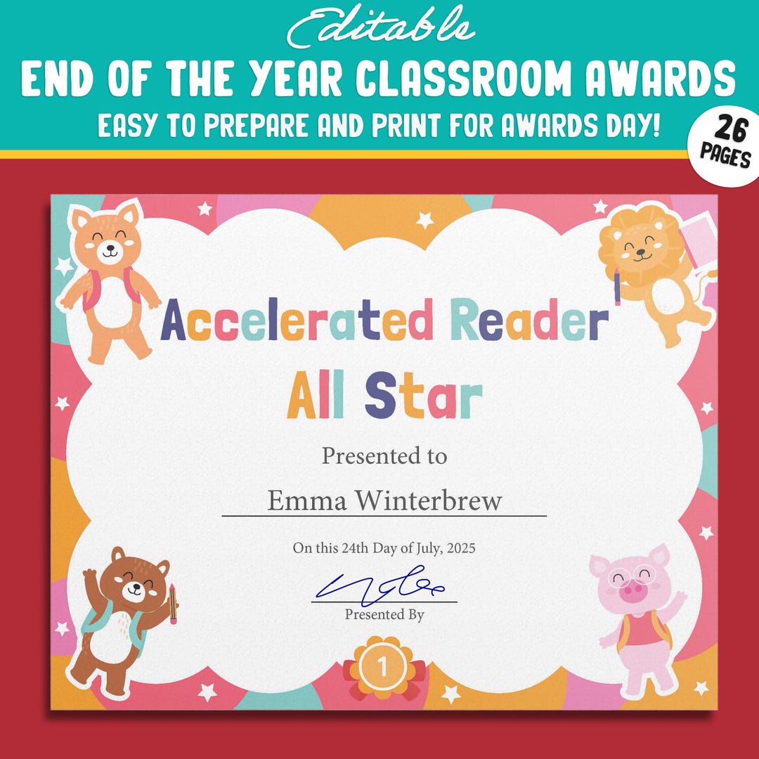 Editable, Creative End-of-year Class Awards for Students, 26 Pages, PDF ...