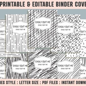 Engraving Hand Drawn Pattern Binder Cover, 10 Printable/editable Binder ...