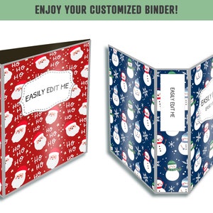Christmas Planner Cover, 10 Printable & Editable Binder Covers+spines ...