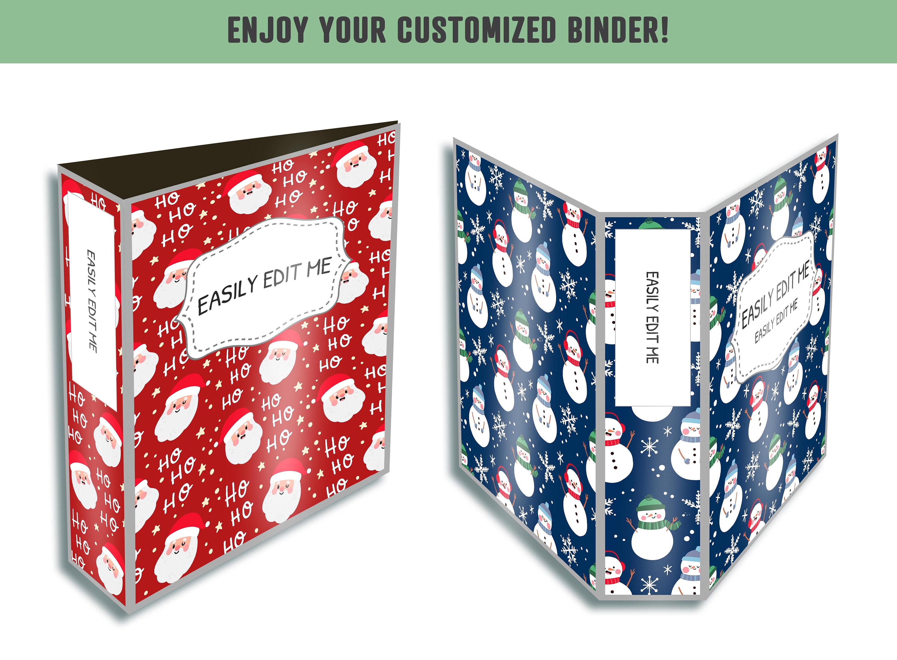 Christmas Planner Cover, 10 Printable & Editable Binder Covers+spines ...