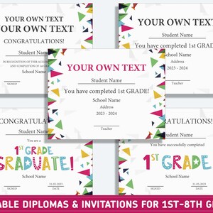 Editable 5th Grade Diploma, 1st to 8th Grade Diploma, Certificate of ...