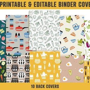 Cooking Binder Cover, 10 Printable/editable Covers+spines, Binder ...