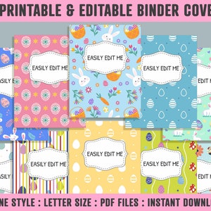 Easter Binder Cover, 10 Printable/editable Binder Covers + Spines ...