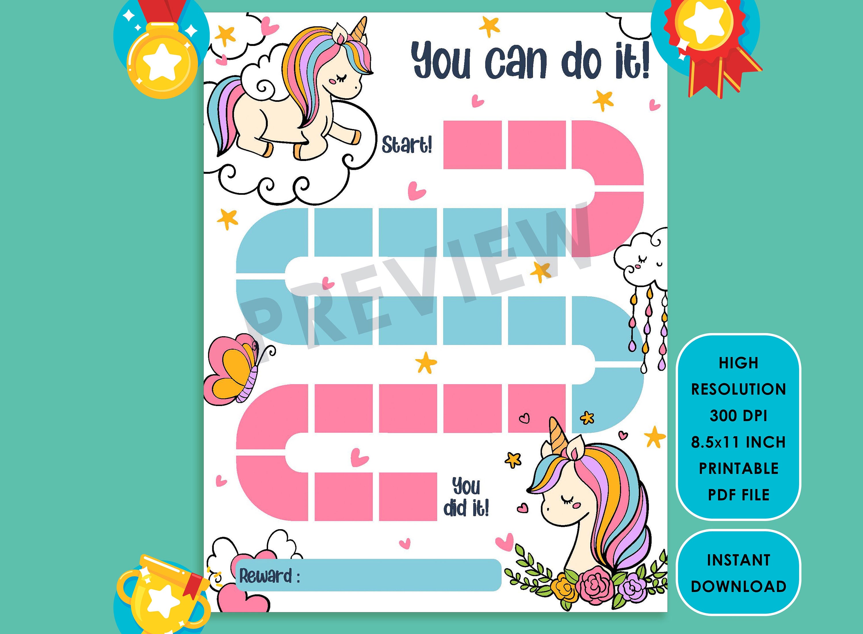 Printable Unicorn Reward Chart for Kids, a Way of Guiding Children ...