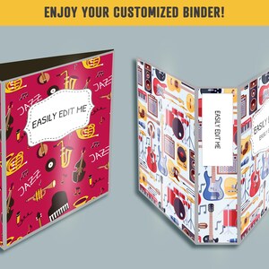 Musical Instruments Binder Cover, 10 Printable & Editable Binder Covers ...