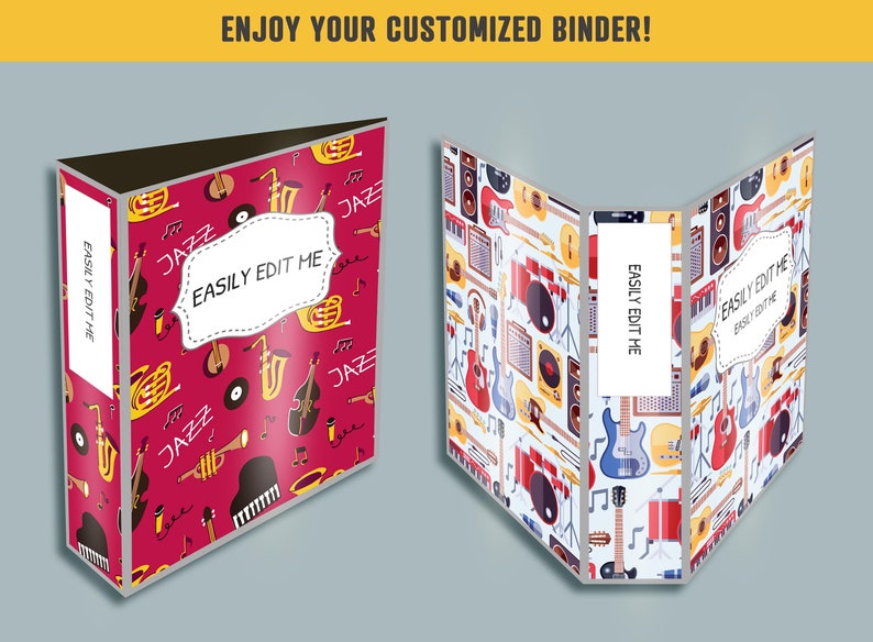 Musical Instruments Binder Cover, 10 Printable & Editable Binder Covers ...