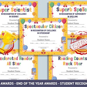 Editable Superlatives Certificates, End of the Year Classroom Awards ...