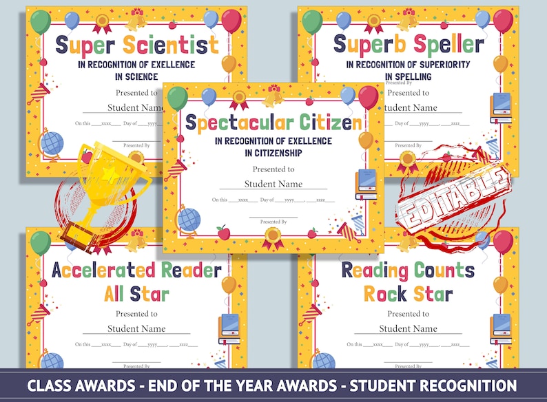 Editable Superlatives Certificates, End of the Year Classroom Awards ...