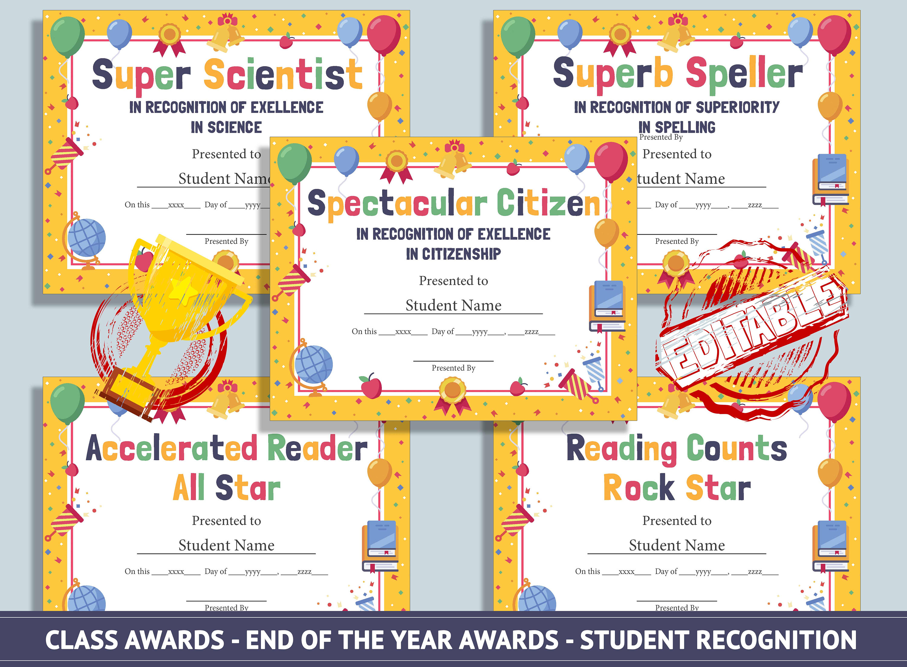 Editable Superlatives Certificates, End of the Year Classroom Awards ...