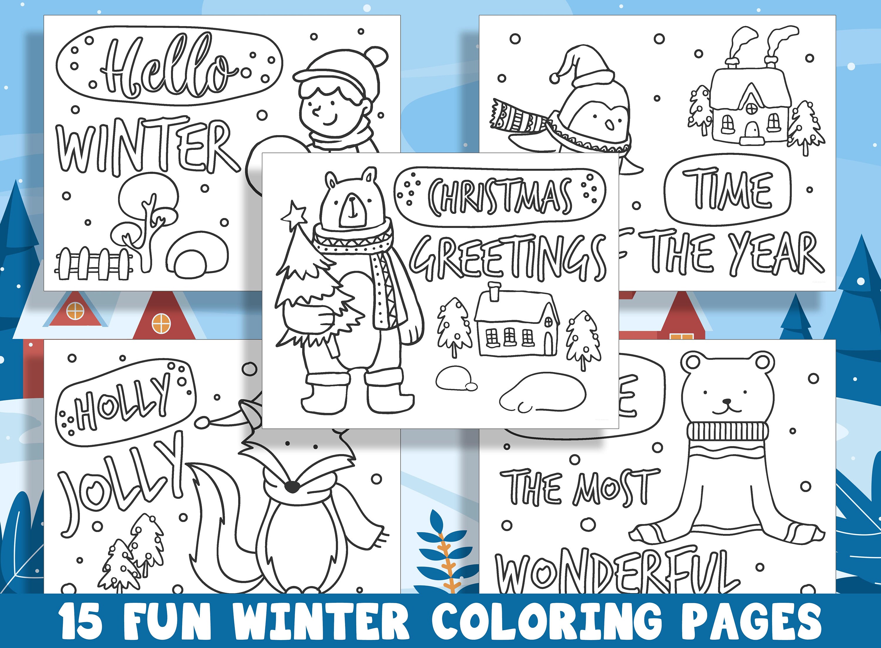Fun Winter Coloring Pages: 15 Fun and Playful Designs for Preschool and ...