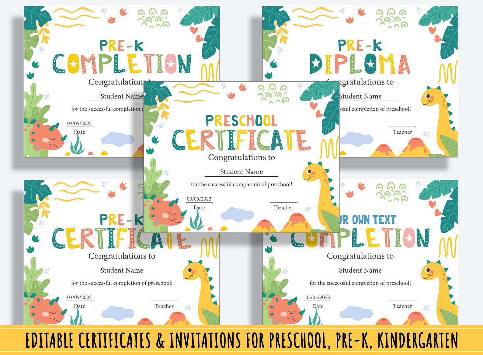 37 Pages of Editable Diplomas, Certificates, and Invitations for ...