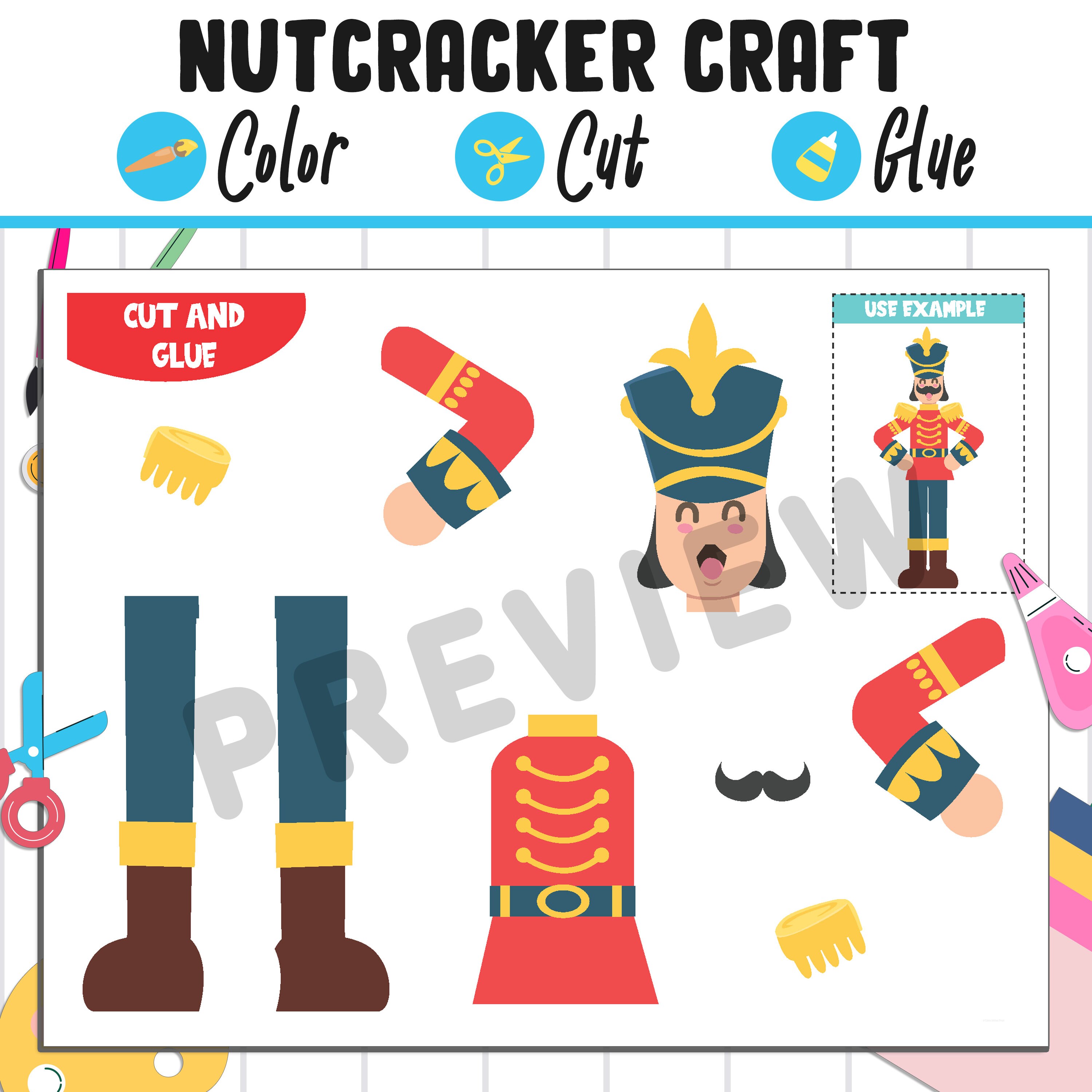 Cute Nutcracker Craft : Color, Cut, and Glue, a Fun Activity for Pre K ...