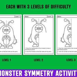 Monsters Symmetry Activities, Monster Theme Lines of Symmetry Activity ...