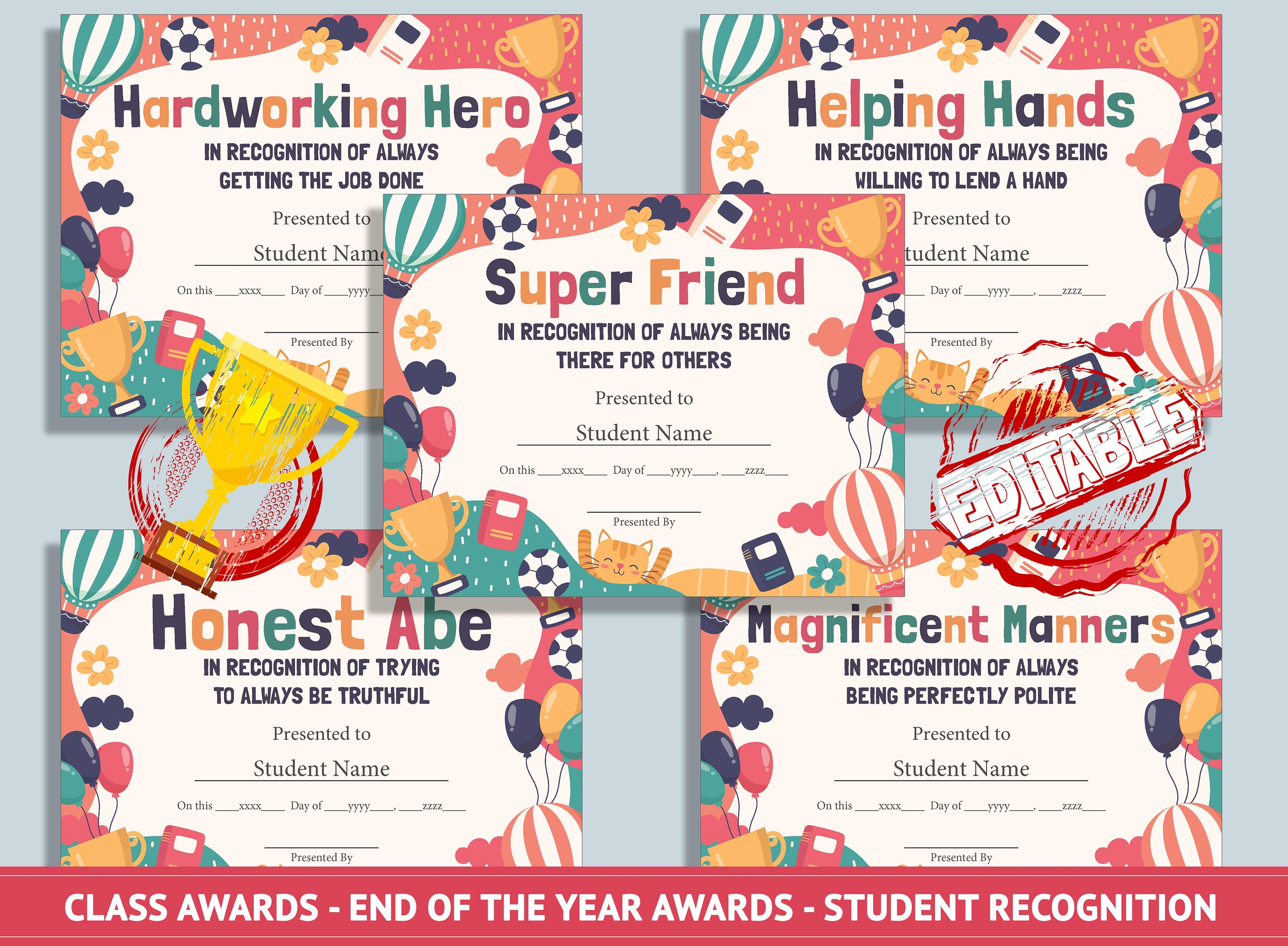 Editable Classroom Superlative Awards, End of the Year Classroom Awards ...