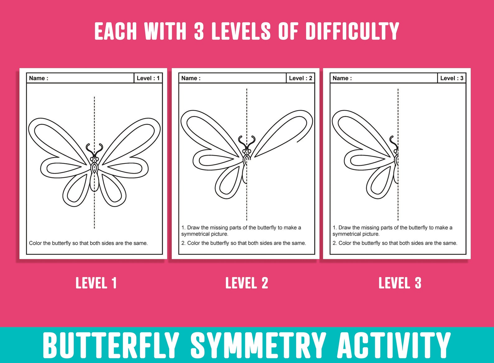 Butterfly Symmetry Worksheet, Butterfly Theme Lines of Symmetry ...