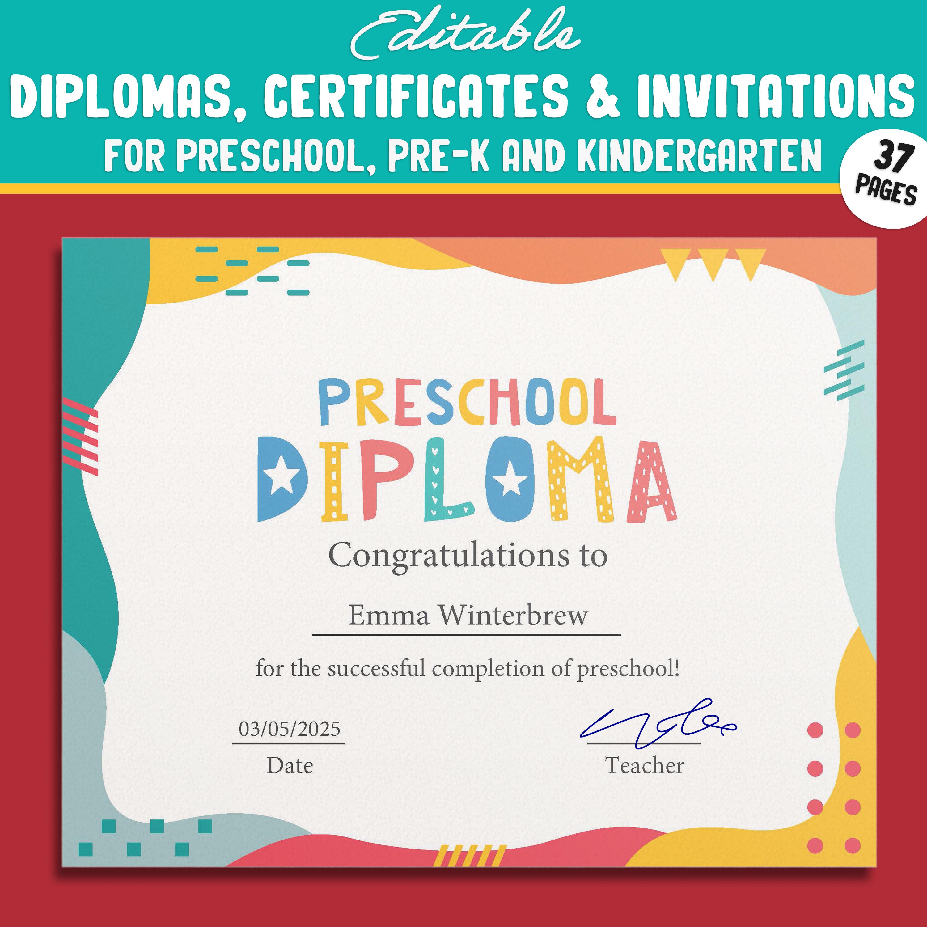 Kindergarten Diplomas Buy FLYAB 30PCS Preschool Diploma Certificate For ...
