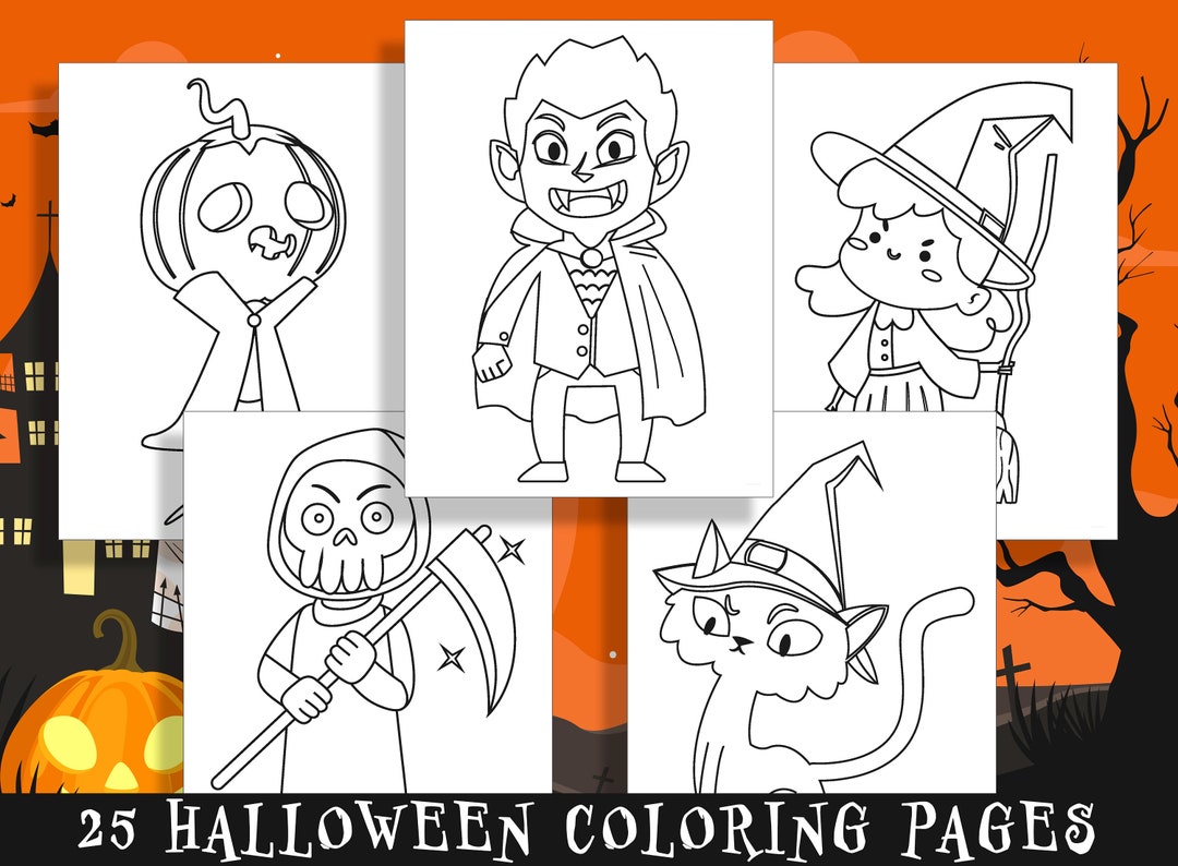 Get Spooky With These Adorable Halloween Coloring Pages for - Etsy