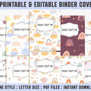 Rainbow Binder Cover Printable Editable, 10 Covers+spines, Binder ...