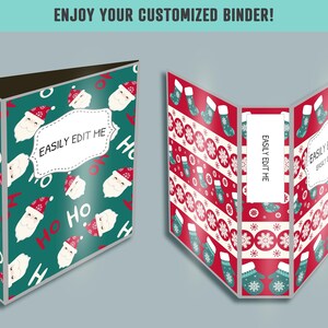 Christmas Pattern Binder Cover, 10 Printable & Editable Binder Covers ...