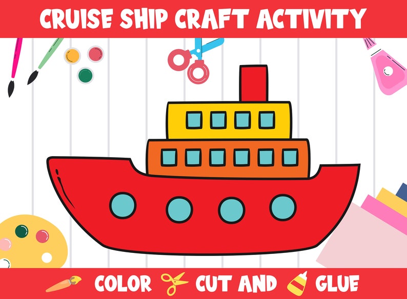 Cruise Ship Craft Activity Color, Cut, and Glue for Prek to 2nd Grade ...