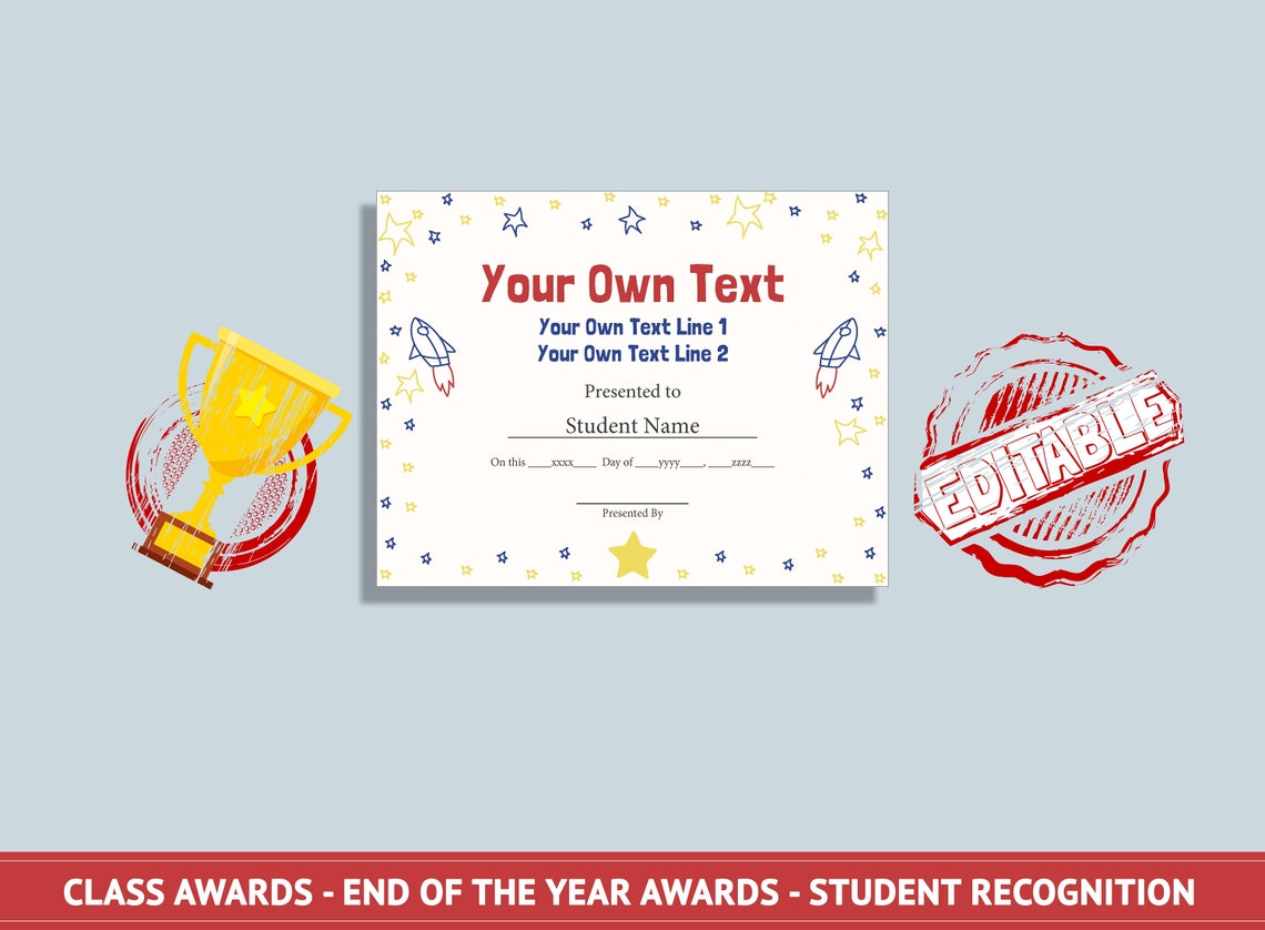 Editable Student of the Week Awards End of School Year - Etsy