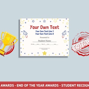 Editable Student of the Week Awards, End of School Year Awards, Student ...