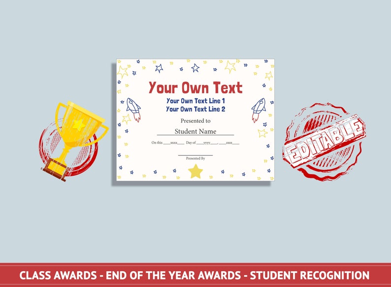 Editable Student of the Week Awards, End of School Year Awards, Student ...