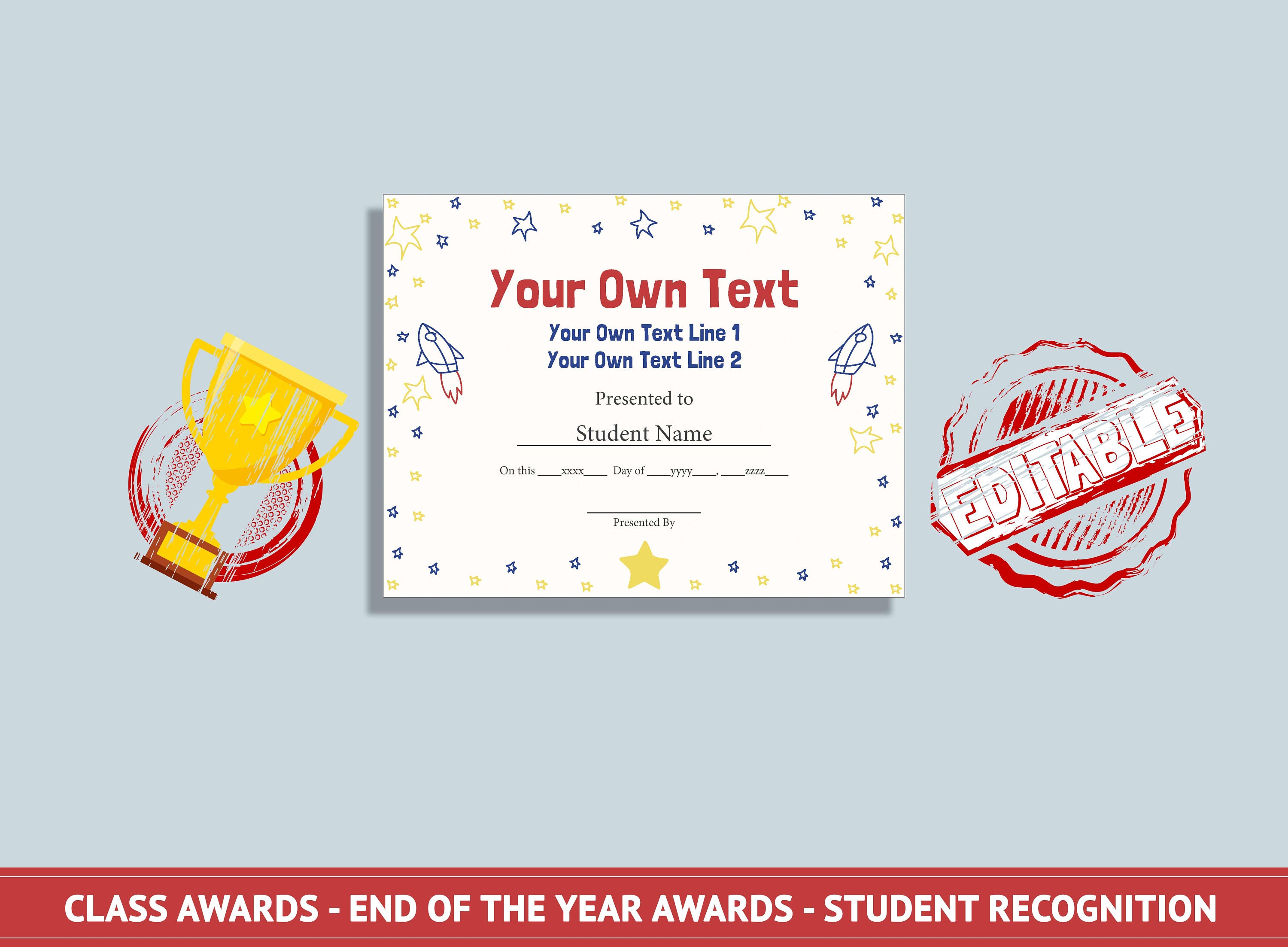 Editable Student of the Week Awards End of School Year - Etsy
