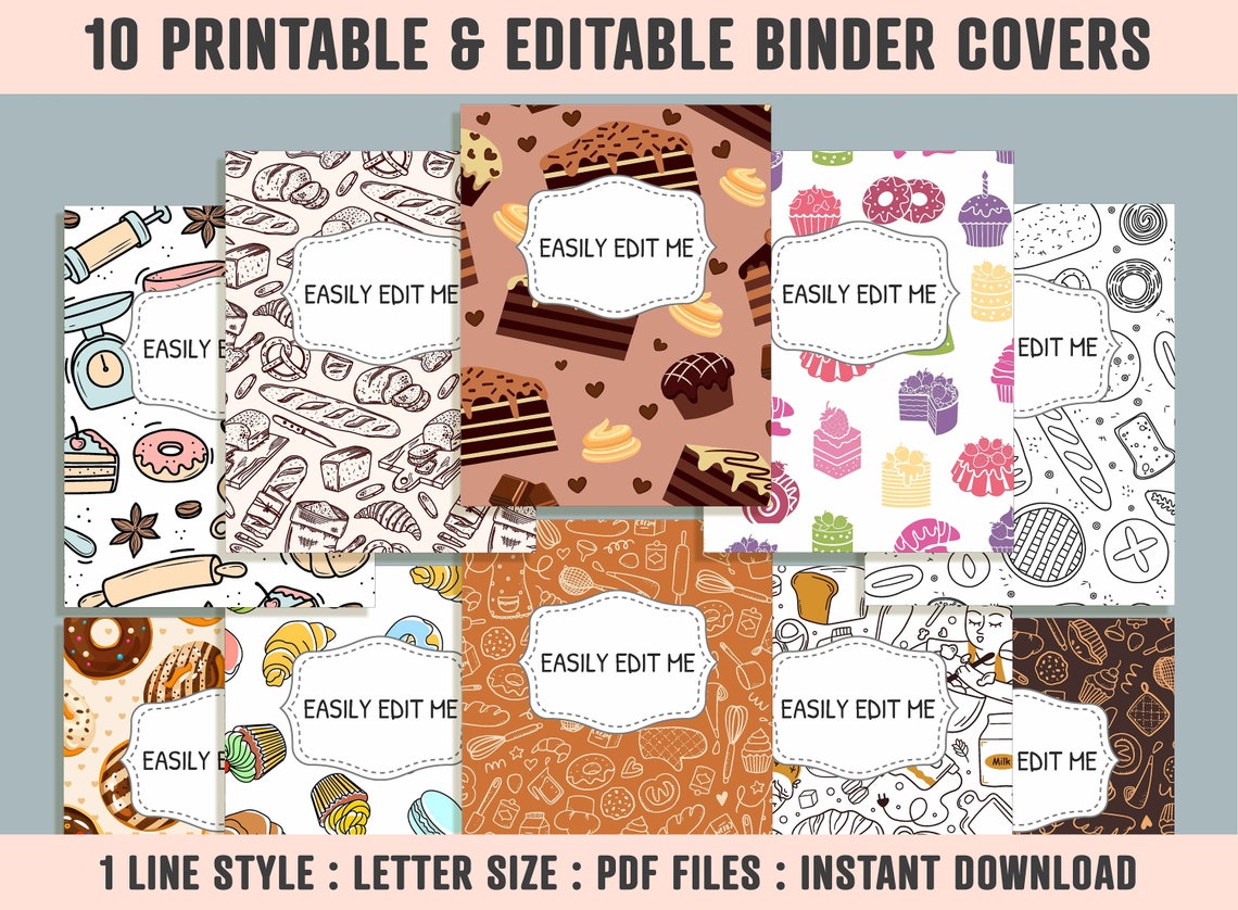 Bakery Binder Cover (bread, Cake, Brownie, Bun, Croissant...), 10 ...