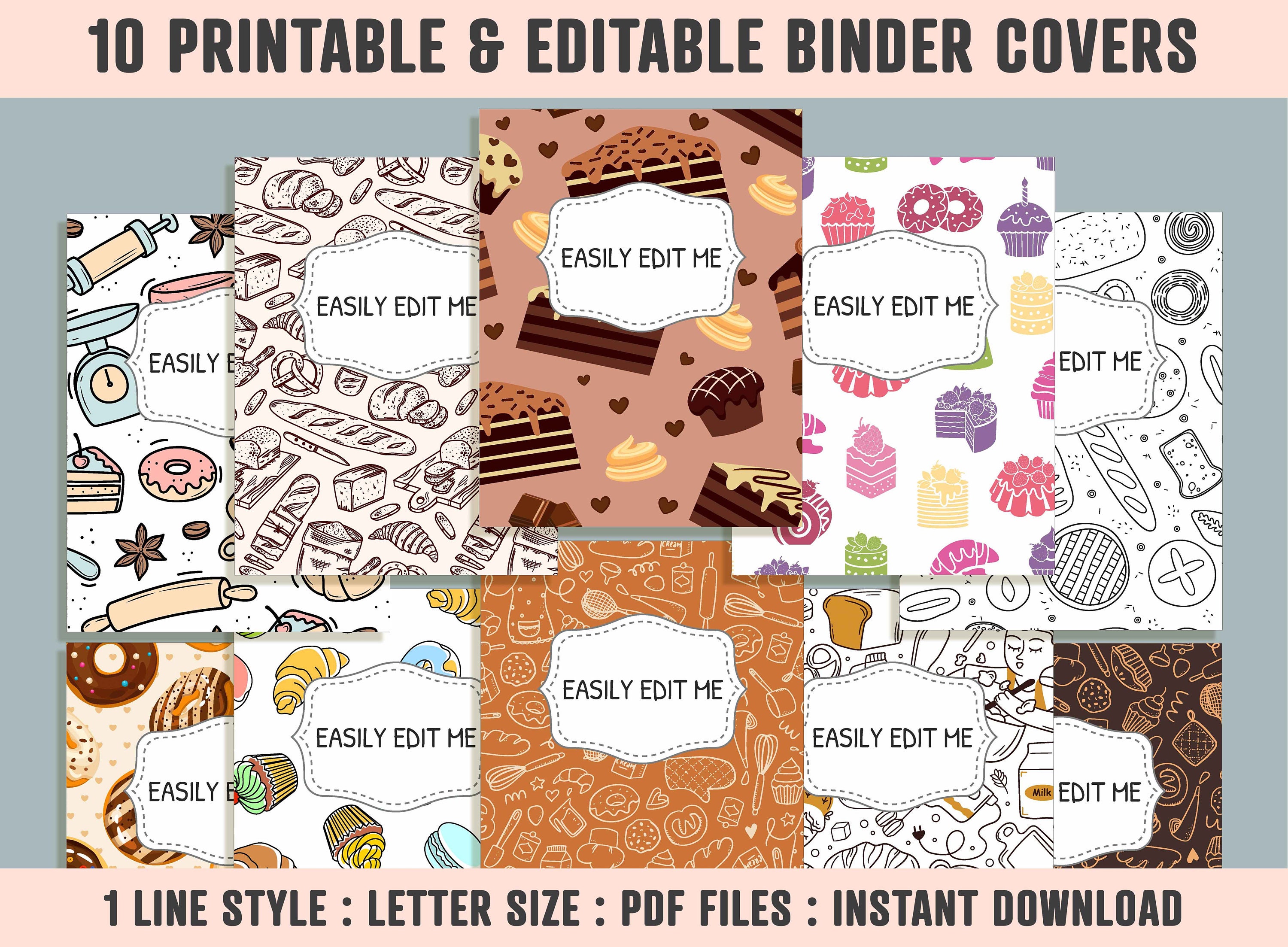 Bakery Binder Cover bread Cake Brownie Bun Croissant... - Etsy
