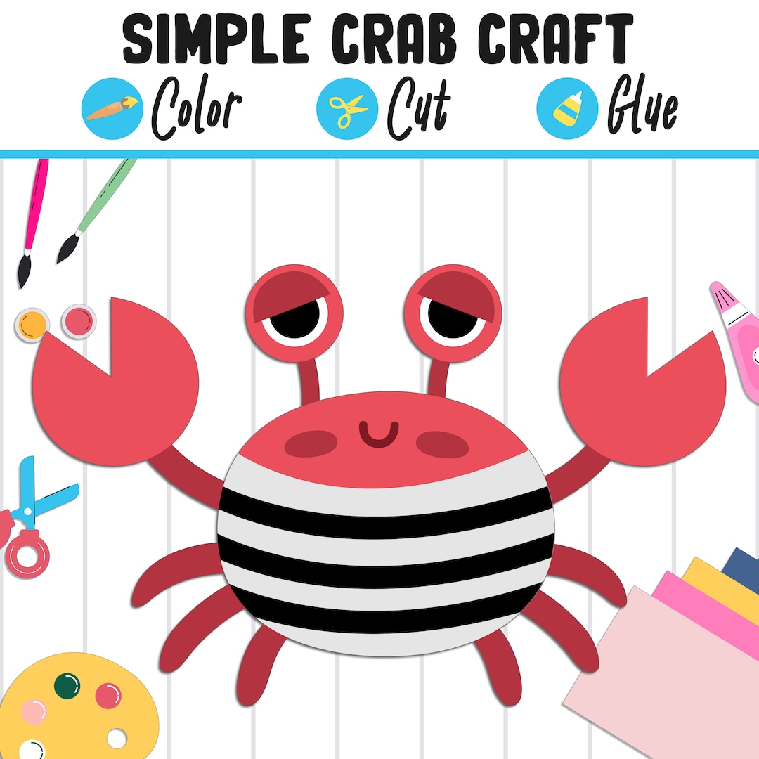 Simple Crab Craft for Kids: Color, Cut, and Glue, a Fun Activity for ...