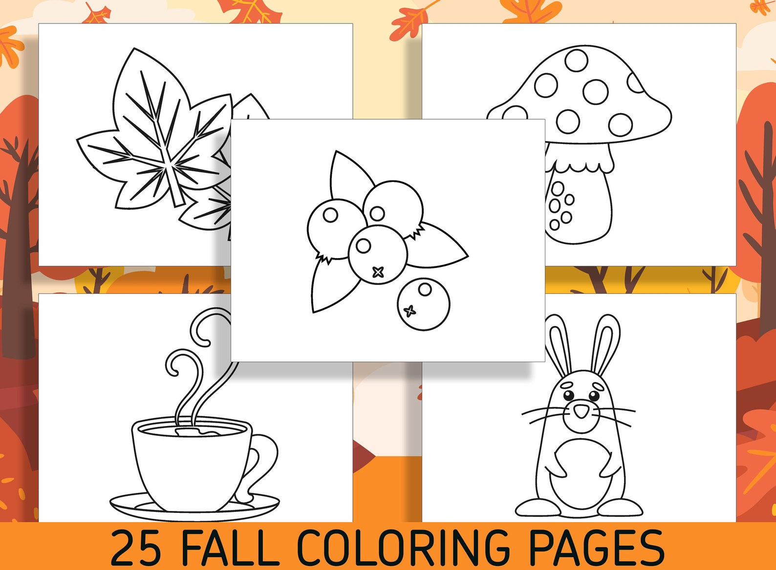 Fall Fun for Little Ones: 25 Easy Coloring Pages for - Etsy