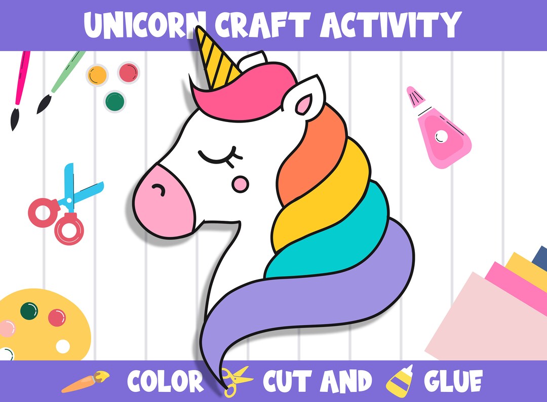 Unicorn Craft Activity : Color, Cut, and Glue for Prek to 2nd Grade ...