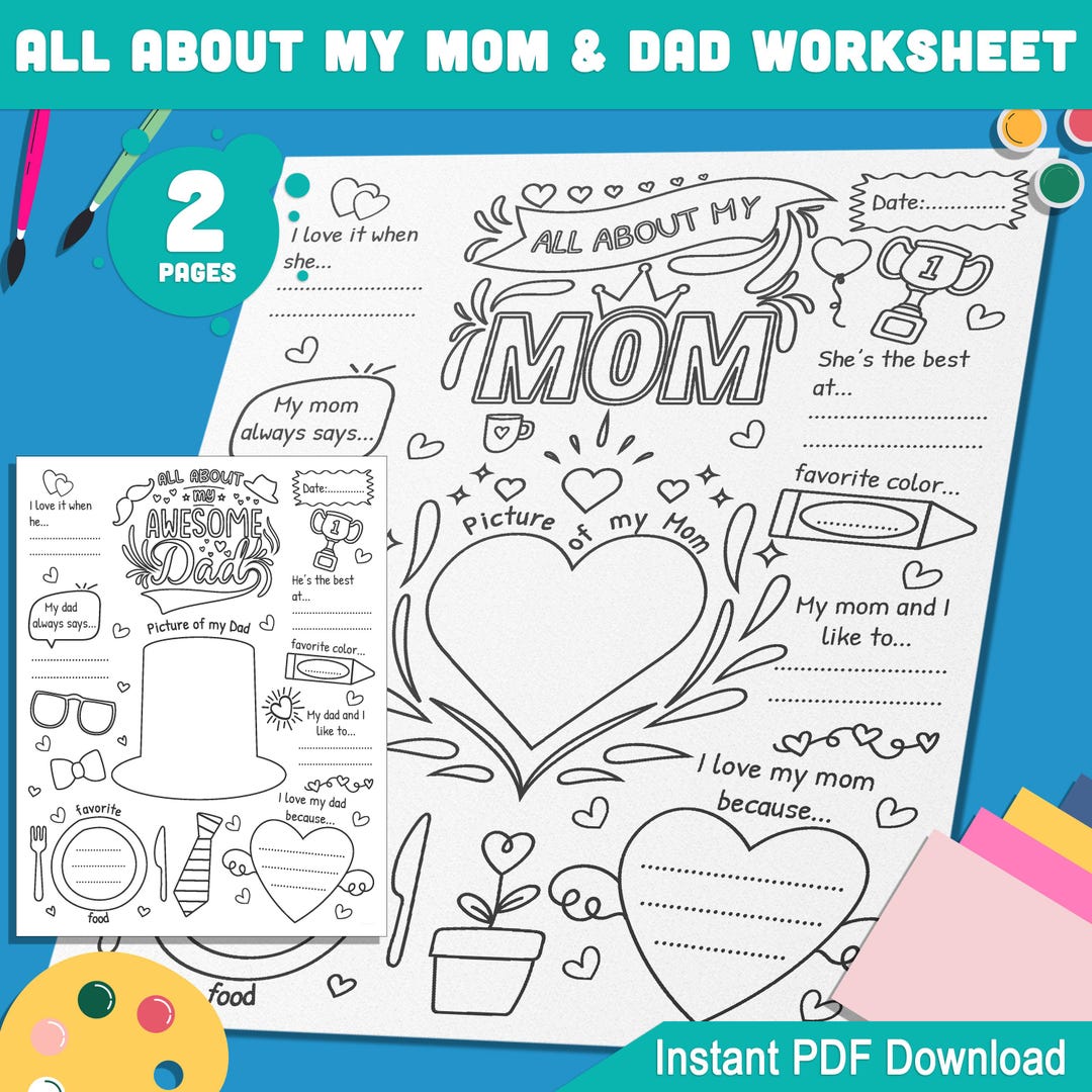 All About My Mom and Dad Worksheet: Perfect for Celebrating Mother's ...