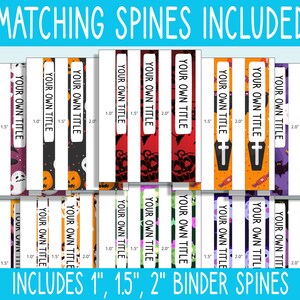 10 Editable Halloween Pattern Binder Covers, Includes 1, 1.5, 2" Spines ...