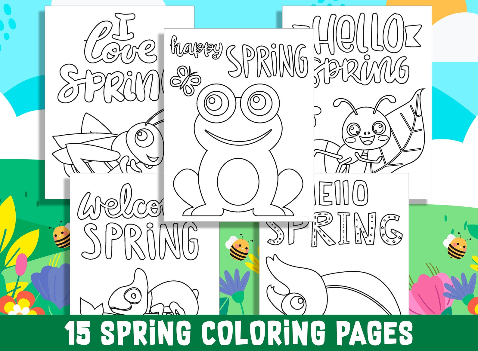 Springtime Wonders Coloring Pages: Creative Book Designs for Preschool ...