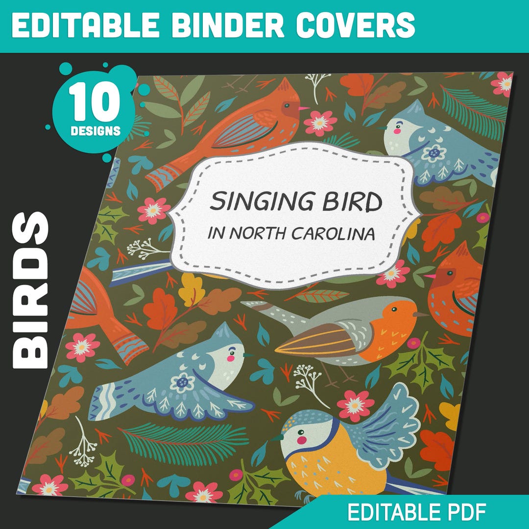 Various Birds Binder Cover, 10 Printable/editable Binder Covers ...
