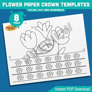 Flower Paper Crown Templates, Printable Spring Headband, 8 Pages, 4 ...