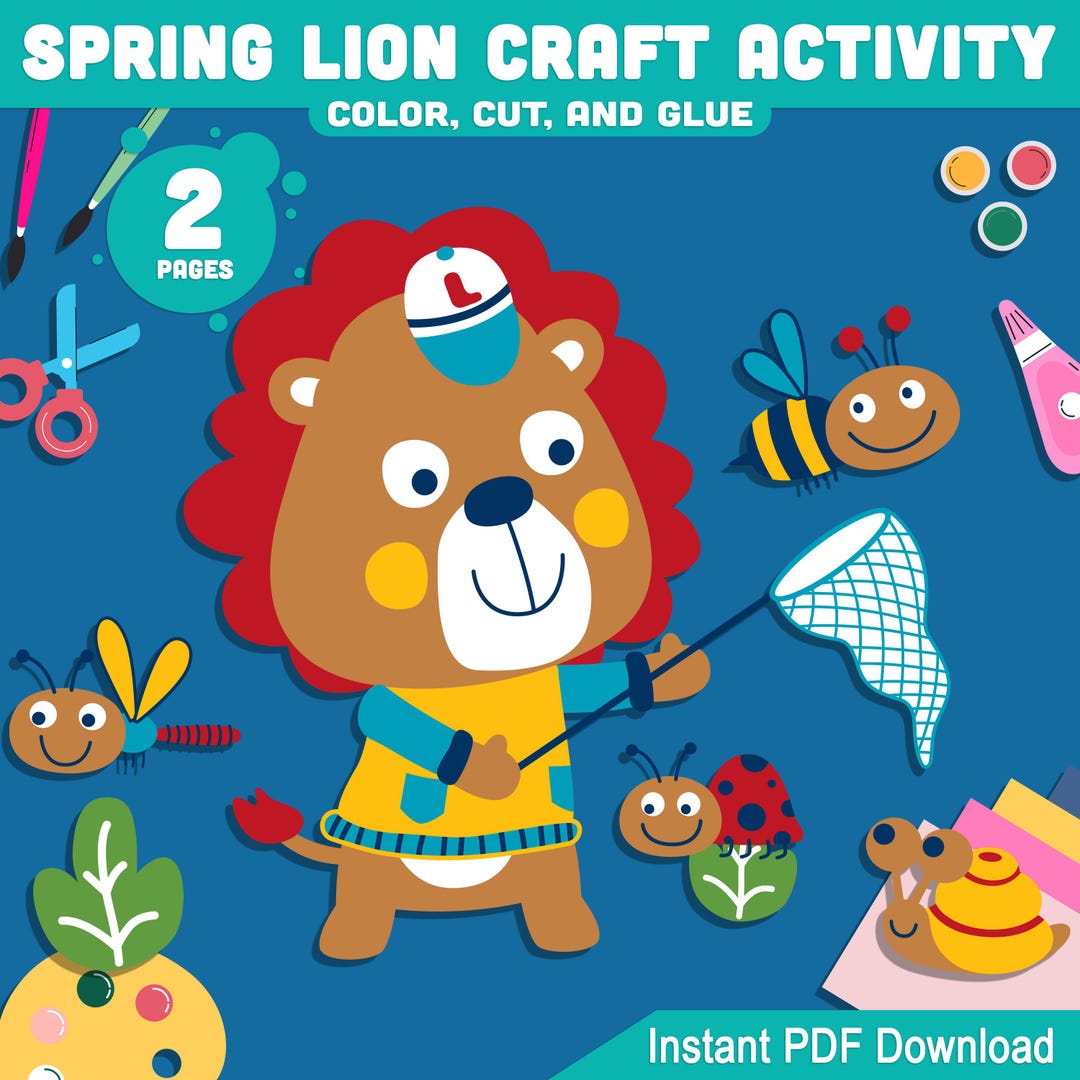 Spring Lion Craft Activity: DIY Color, Cut, and Glue Art for Kids ...