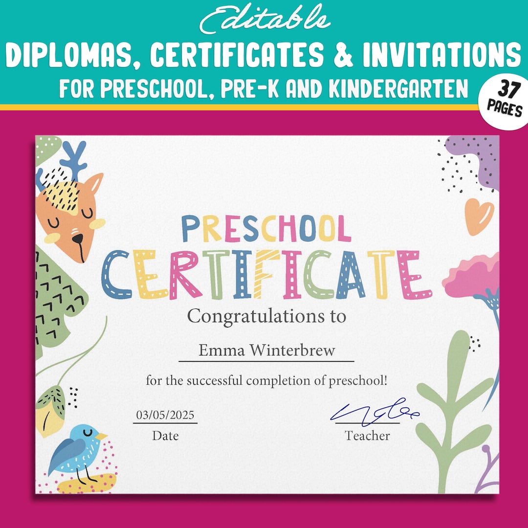 Preschool, Pre K, Kindergarten Graduation Certificates, Diplomas ...