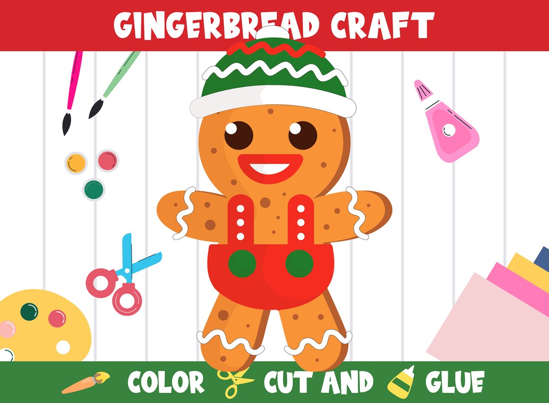 Kindergarten Gingerbread Craft: Color, Cut, and Glue Kit, PDF File ...