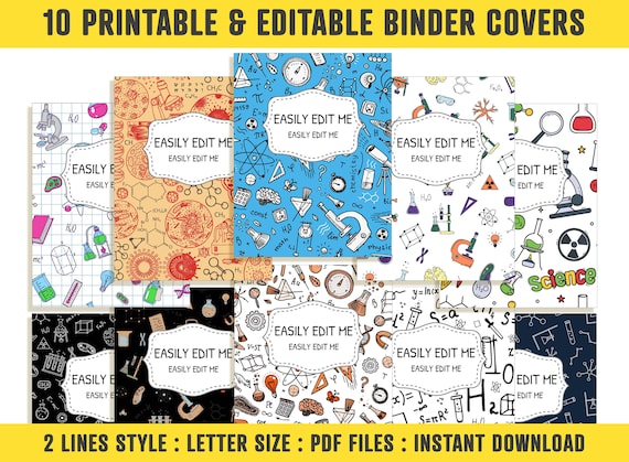 Printable Science Binder Cover 10 Printable & Editable Binder - Etsy