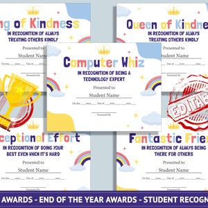 26 Editable Classroom Awards - End of the Year Awards - Student ...