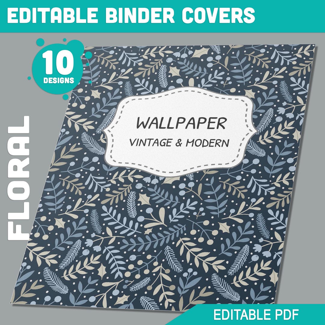 Decorative Floral Binder Cover, 10 Printable/editable Binder Covers ...