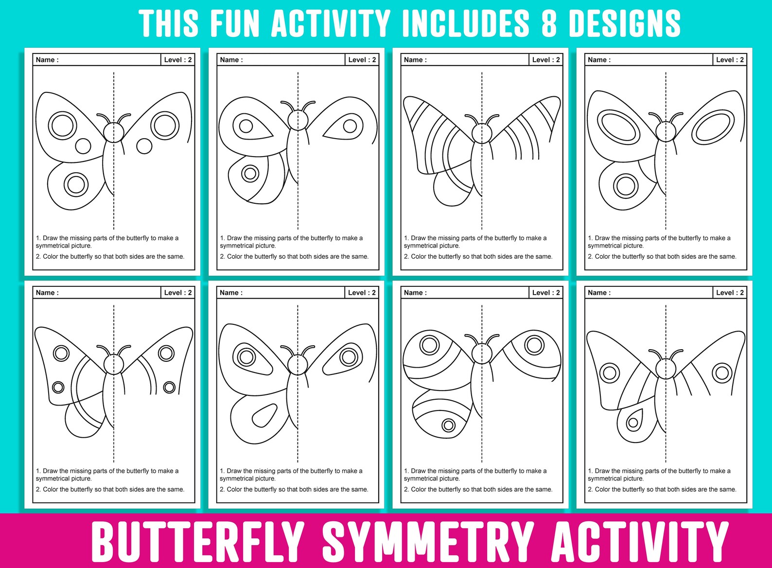 Butterfly Symmetry Activity, Butterflies Line of Symmetry Activity, 24 ...