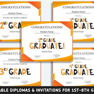 Editable 6th Grade Awards, 1st to 8th Grade Diploma, Certificate of ...