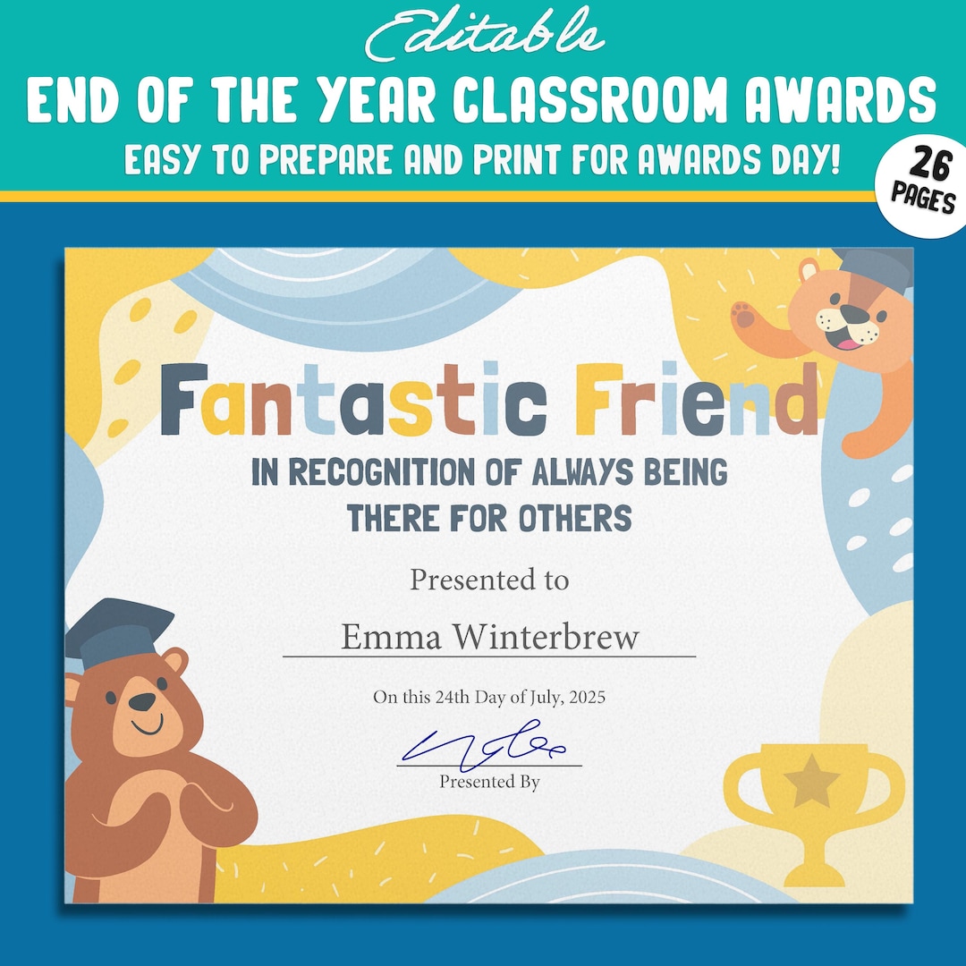 Editable Superlative Awards, End of the Year Classroom Awards, Student ...